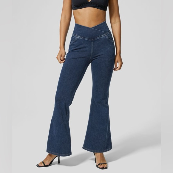 HALARA | Jeans | Halaramagic High Waisted Crossover Washed Pocket Stretchy Flare Jeans New ...